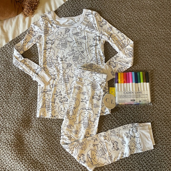 Caden Lane | Pajamas | Caden Lane Kids Coloring Pajamas With Mermaid ...